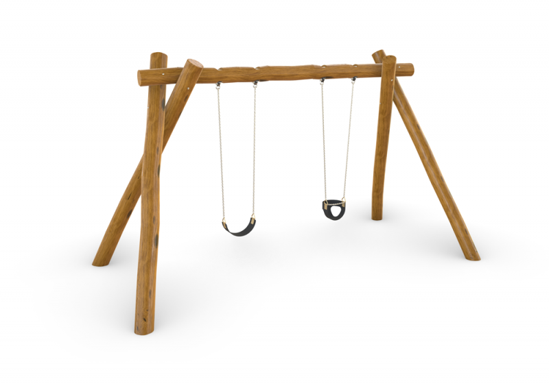 Natural Timber Double Swing | Activity Playgrounds
